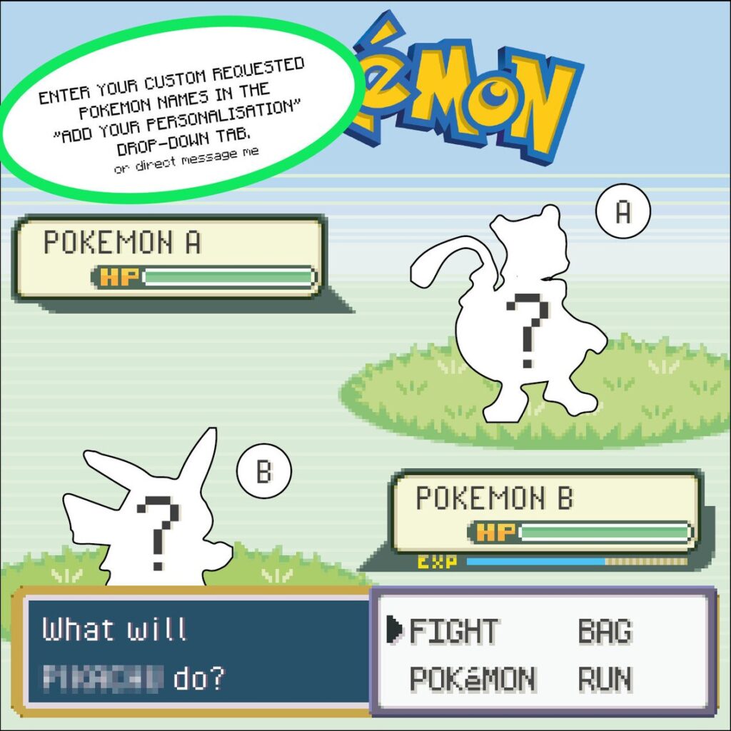 Pokemon Pixel Art Shadow Box Frame - customizable