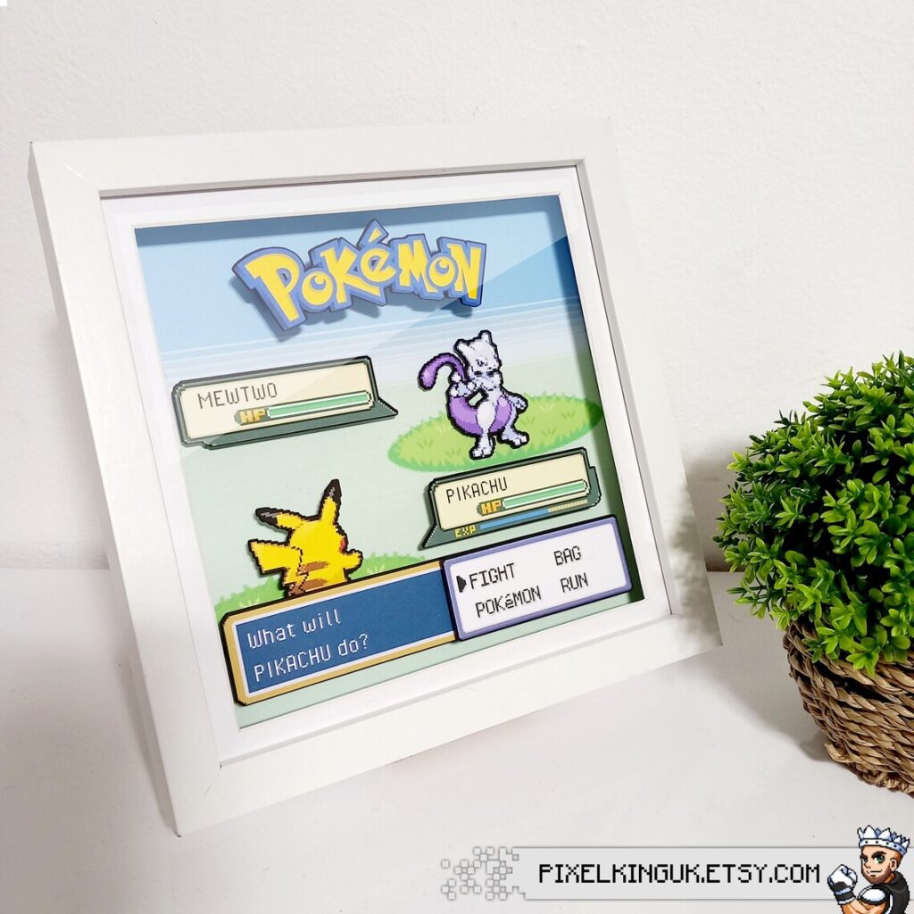 Pokemon Pixel Art Shadow Box Frame - customizable