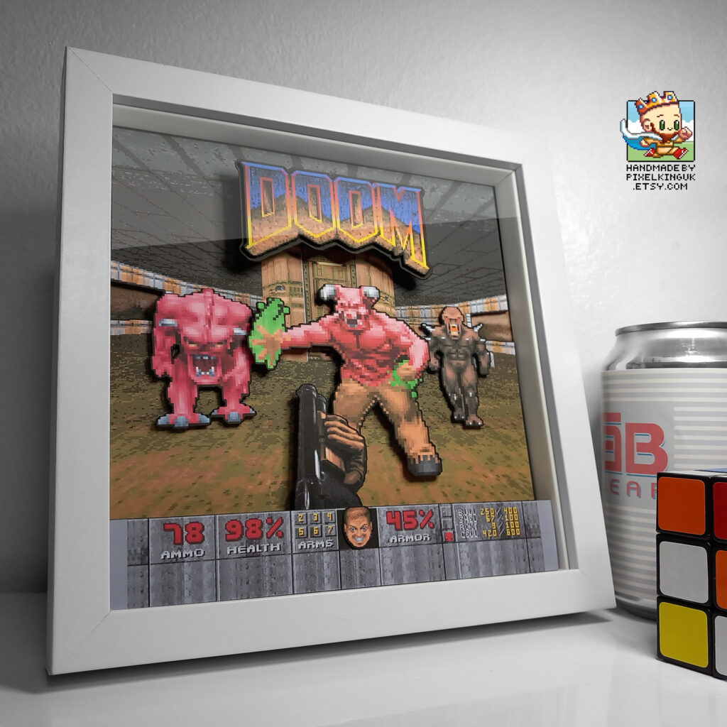 Doom Pixel Art Shadow Box - 3D - Layered - Retro Gaming Pixel Art ...